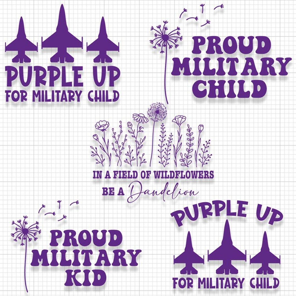 Purple up Day for Military Child Png Military Kids Svg for Military ...