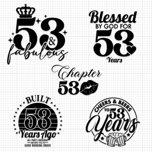53rd Birthday Svg 53rd Birthday Png Happy Birthday Svg Cake Topper Svg ...