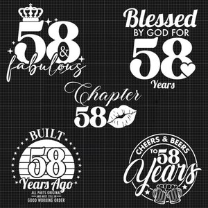58th Birthday Svg 58th Birthday Png Happy Birthday Svg Cake Topper Svg ...