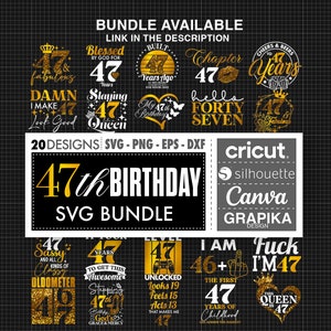47th Birthday Svg 47th Birthday Png Happy Birthday Svg Cake Topper Svg ...