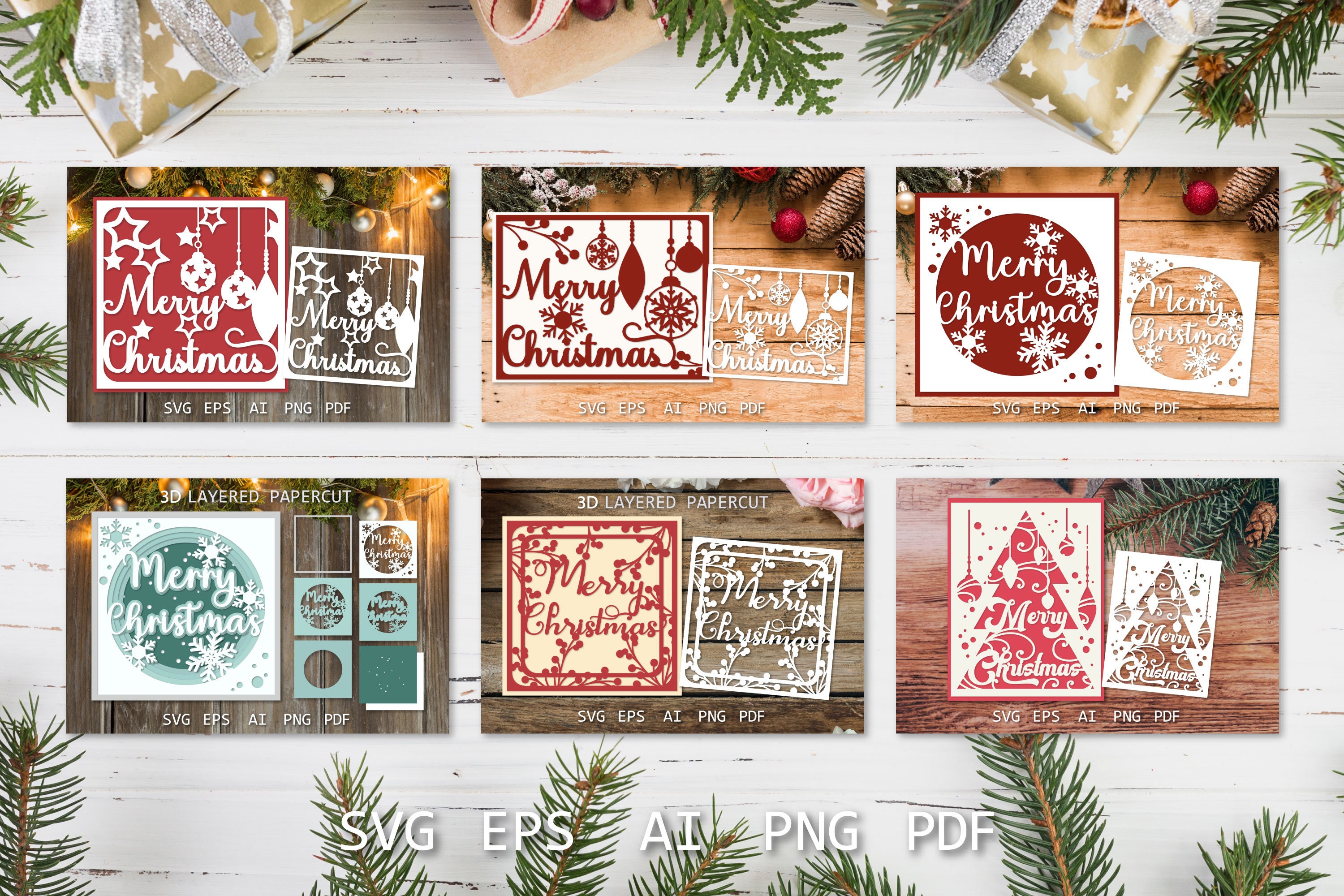 Big Christmas Cards Bundle SVG | Christmas Cards, Paper Cutting ...