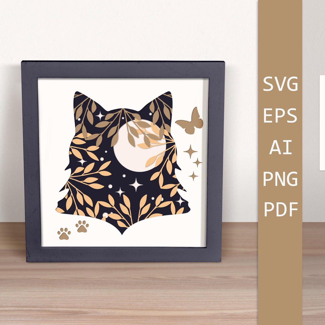 Layered Papercut Cat Svg, Paper Cut Template, Shadow Box, Decoration 3D ...