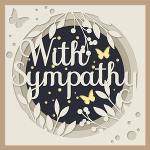 With Sympathy Card SVG, Condolence Paper Cut Card 3D, Shadow Box 3D ...