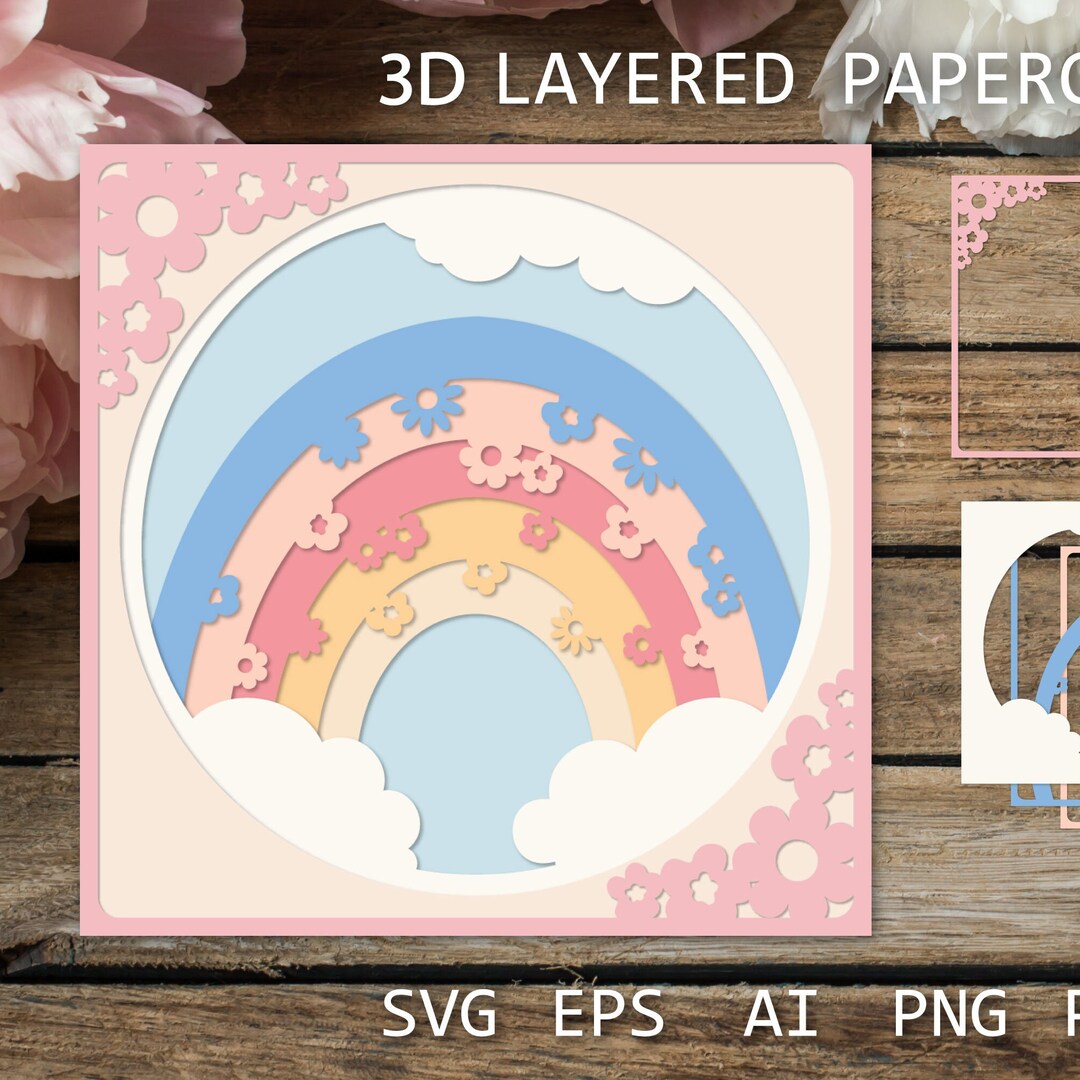 Layered Paper Cut Rainbow, 3D Rainbow With Stars Paper Craft - Etsy