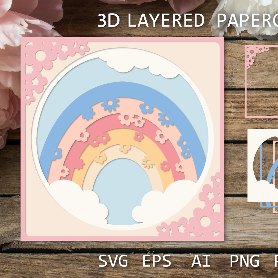 Layered Paper Cut Rainbow, 3D Rainbow With Stars Paper Craft - Etsy
