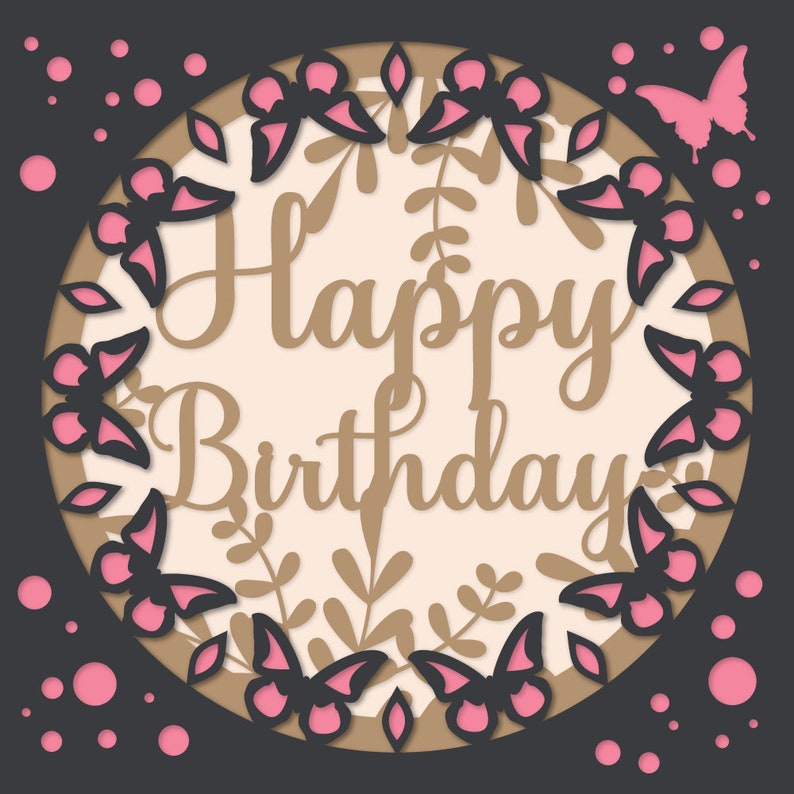 Layered Birthday Paper Cut Design, Birthday Cricut Card SVG, Paper Cut ...
