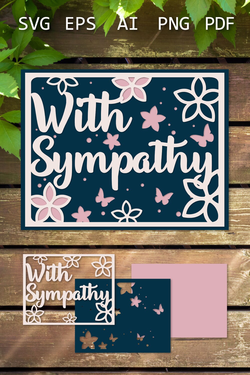 With Sympathy Card SVG With Flowers, Layered Paper Cut 3D - Etsy
