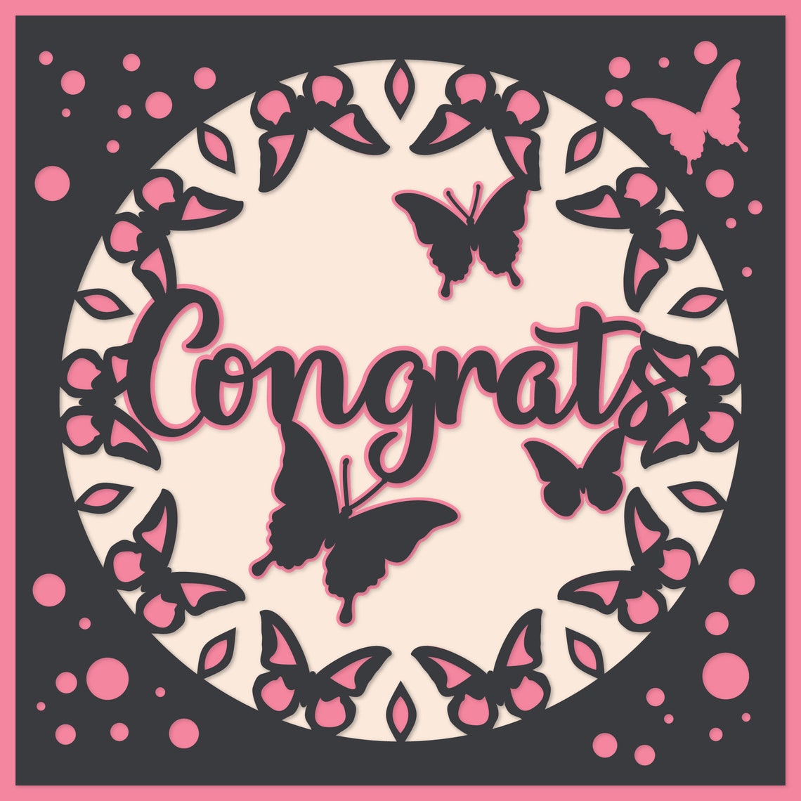 Congrats Card Layered Papercut SVG, Birthday Card, Wedding Card ...