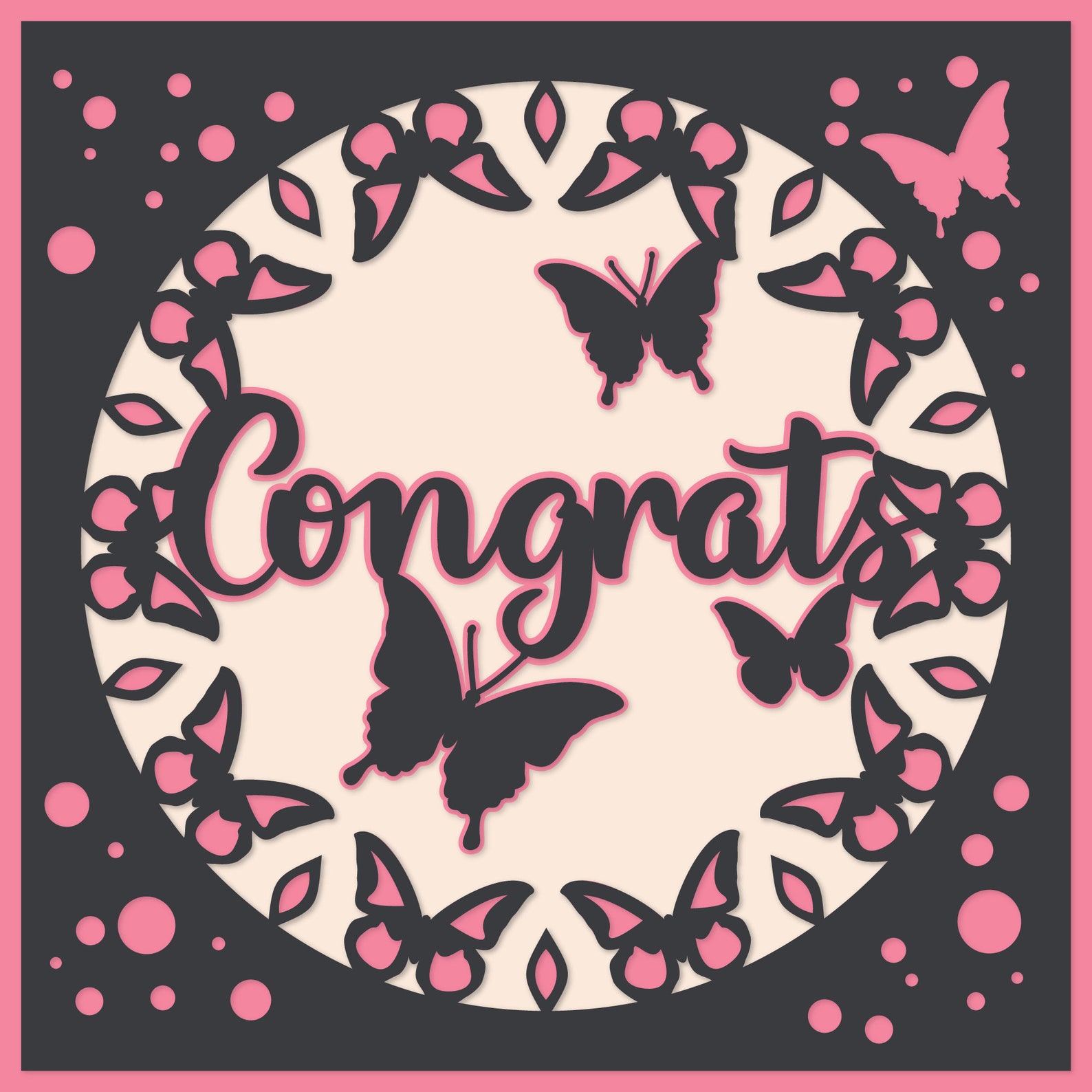Congrats Card Layered Papercut SVG, Birthday Card, Wedding Card ...