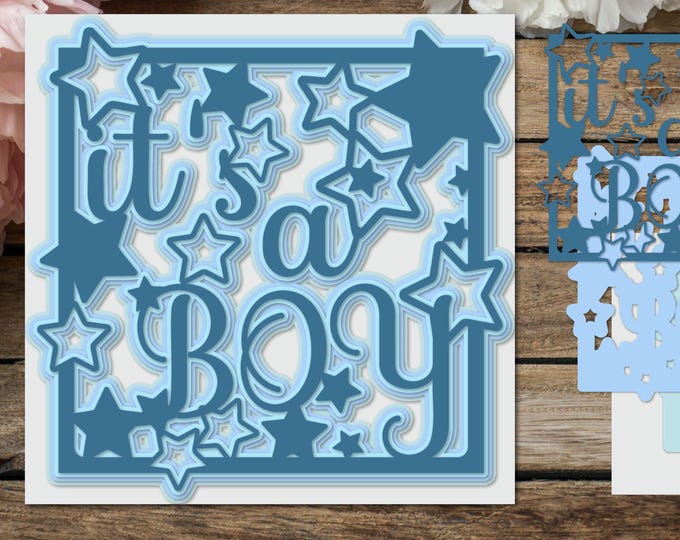 SVG: 3D It’s a Boy Card. Baby Announcement. Baby Shower Card. Baby Boy ...
