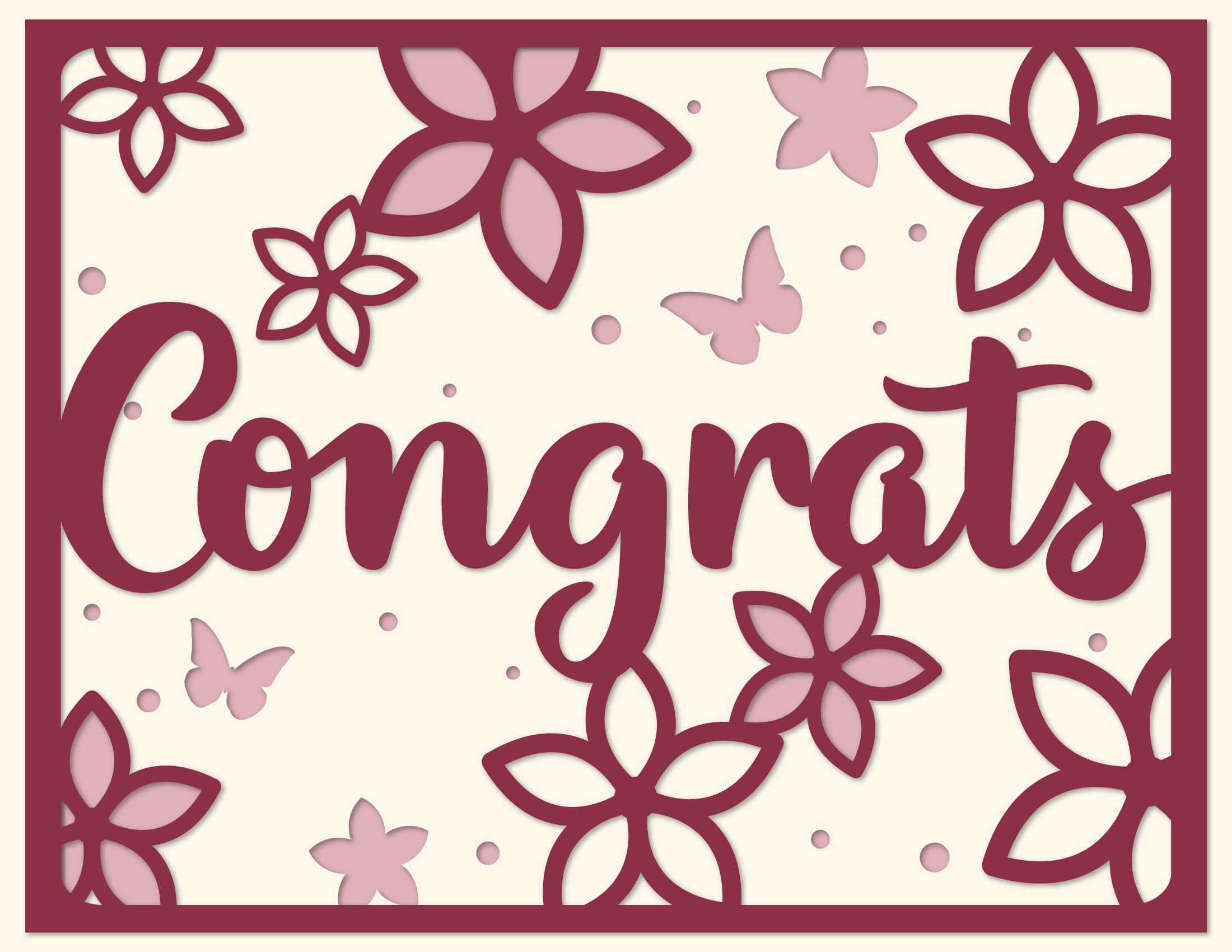 Congrats Layered Papercut SVG, Congratulations Card 3D, Paper Cut ...