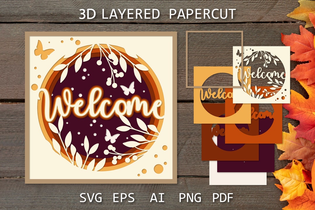 Welcome Card Design, Welcome Autumn Fall 3D Card Shadow Box - Etsy