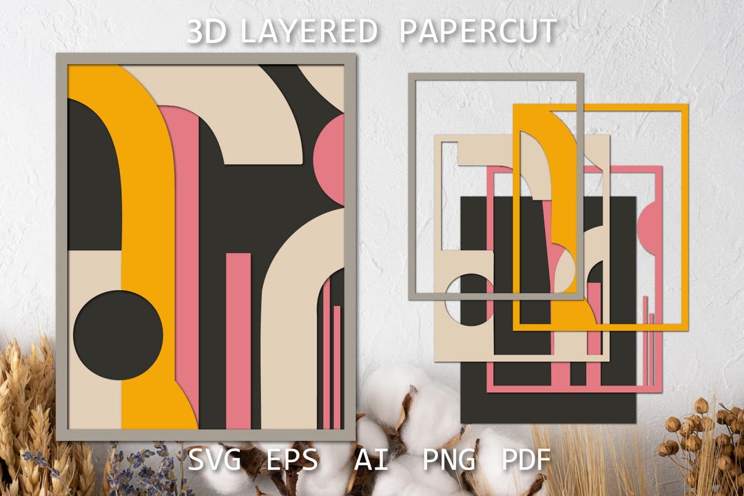 3D Abstract Art Deco Papercut Shadow Box SVG (digital Download) - Etsy