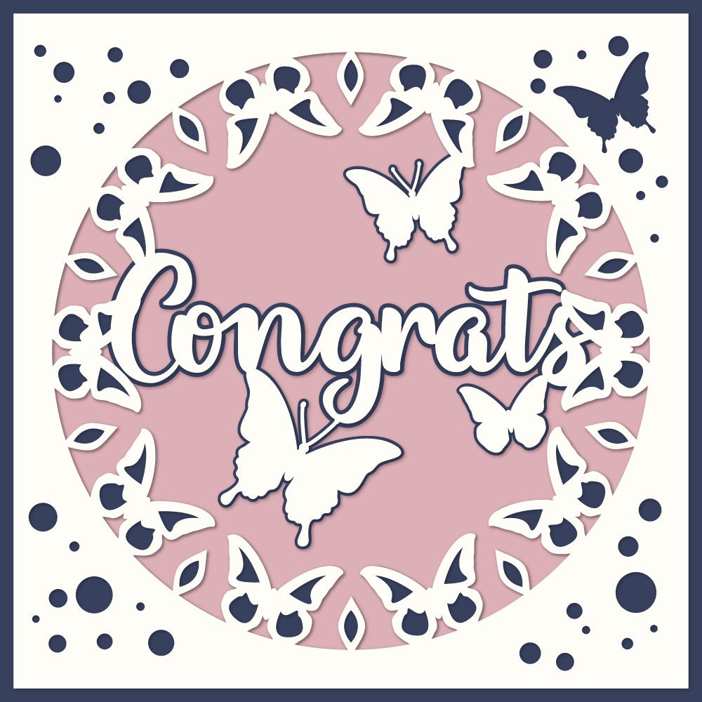 Congrats Card Layered Papercut SVG, Birthday Card, Wedding Card ...