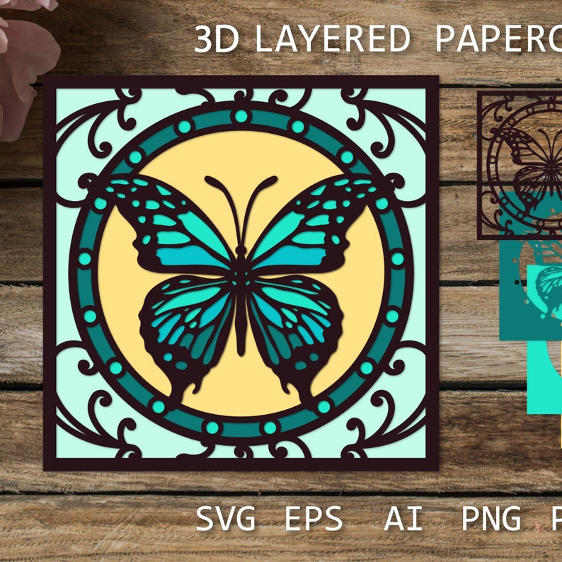 Butterfly SVG Layered Papercut, Butterfly 3D Paper Template, Paper ...