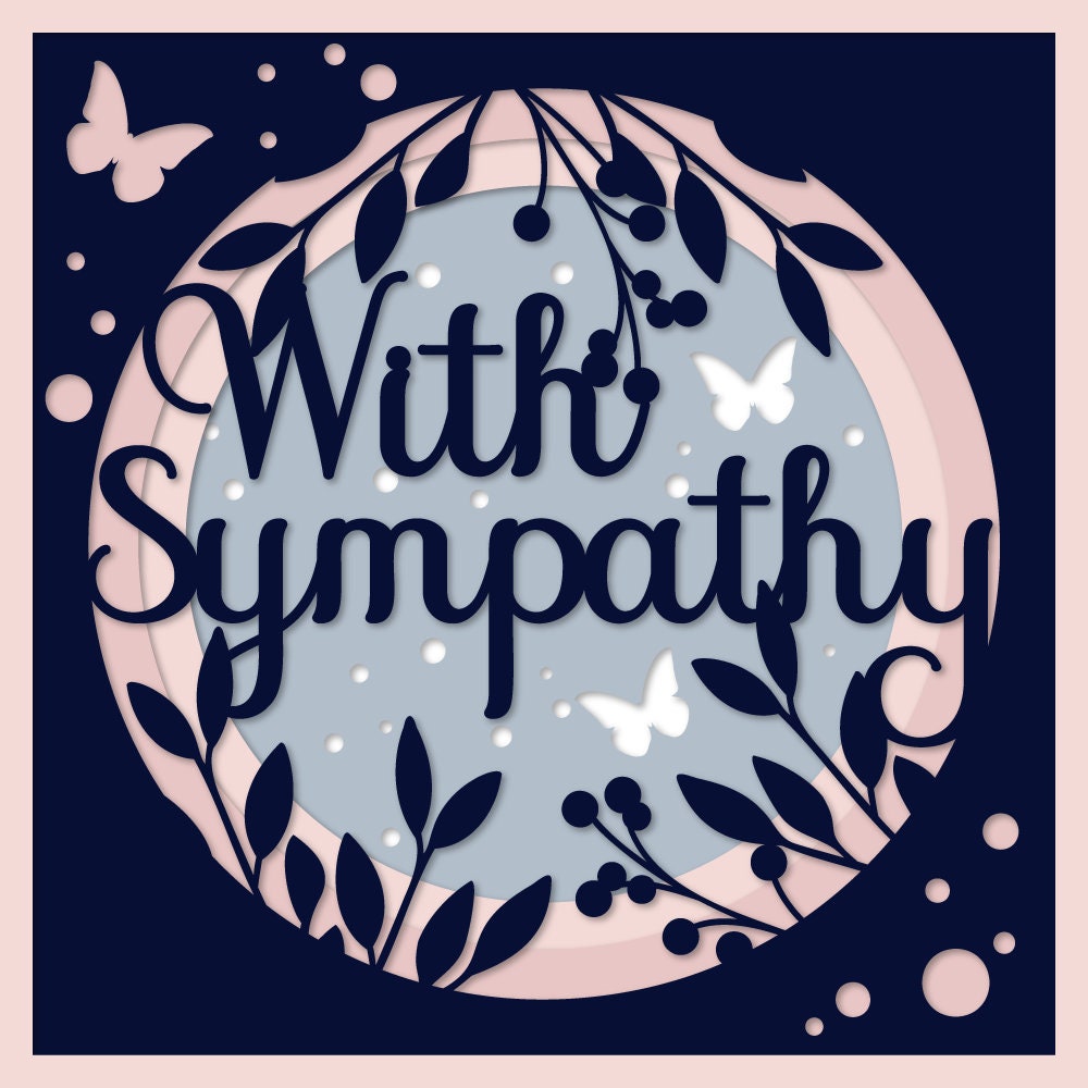 With Sympathy Card SVG, Condolence Paper Cut Card 3D, Shadow Box 3D ...