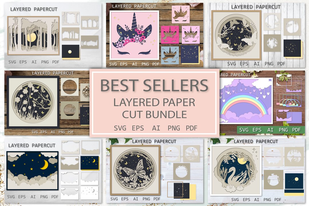 Best Sellers Layered Paper Cut Bundle, SVG Paper Cutting Template 3D ...