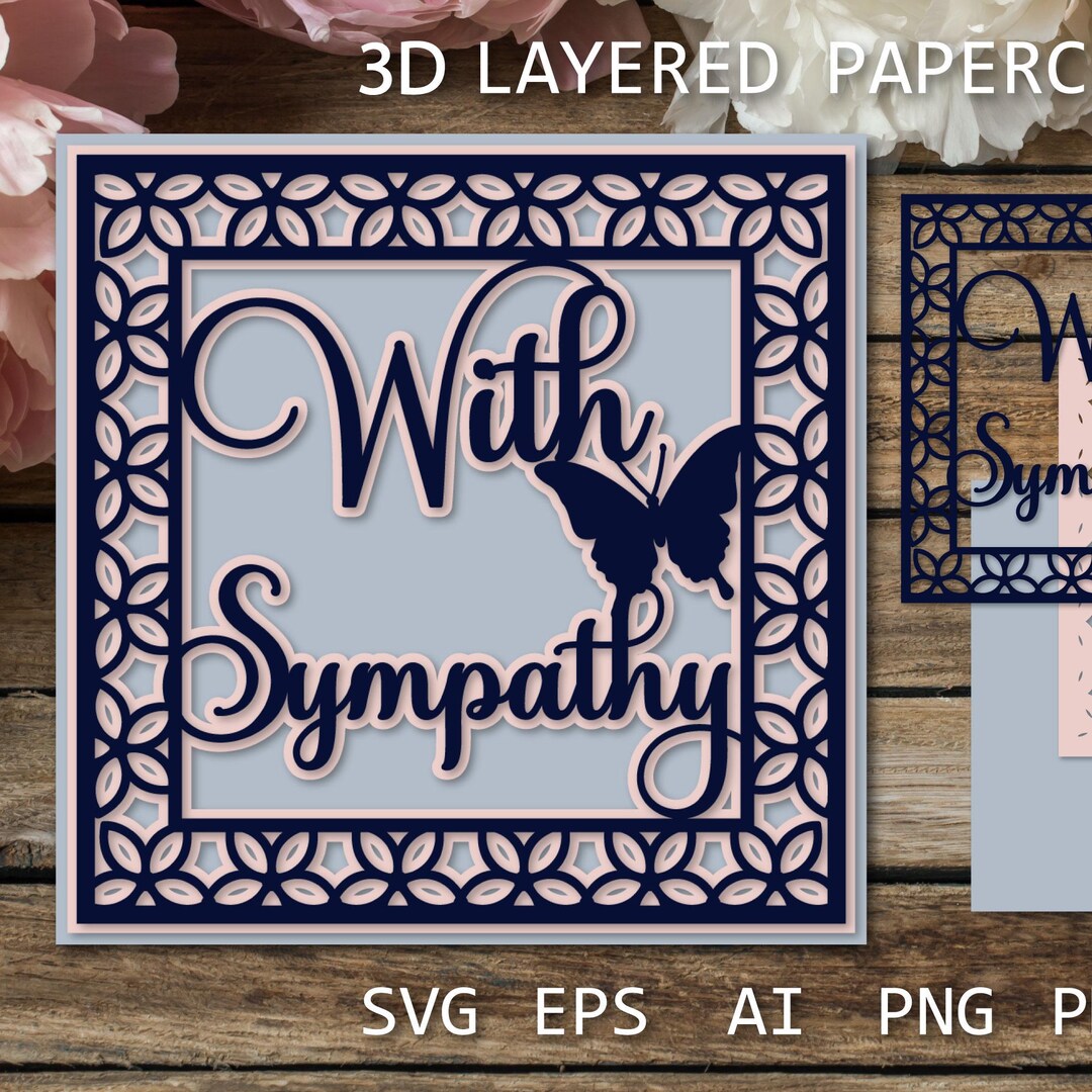 With Sympathy Card SVG | Floral Condolence Card Cut File | Sympathy ...