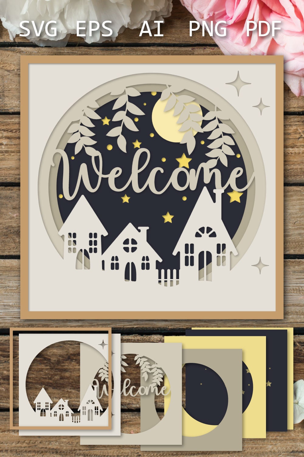 Welcome Card Design, 3D Layered Paper Cut Welcome Card SVG, Paper ...