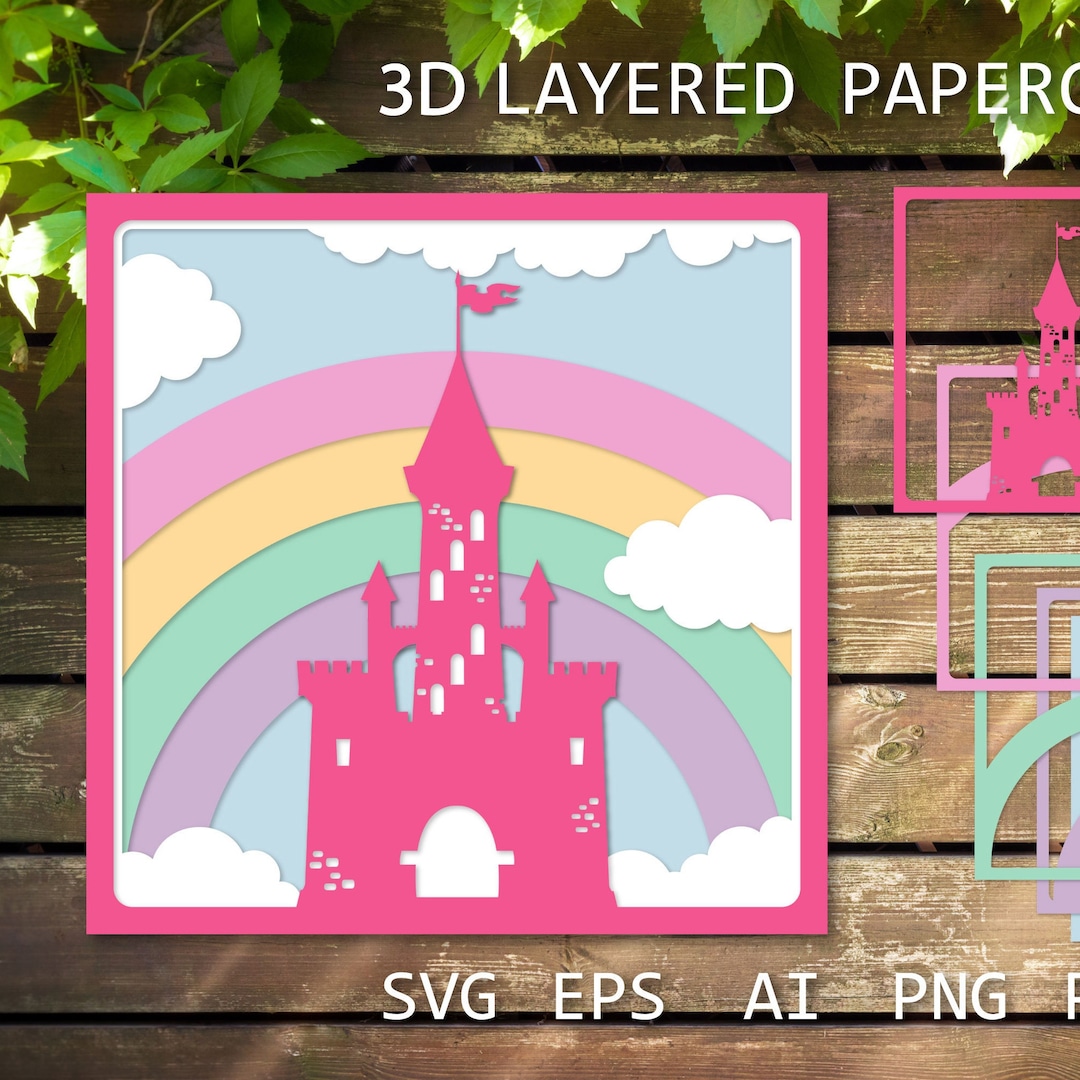 Shadow Box, Paper Cut Layered Papercut 3D Castle SVG, Paper Cutting ...