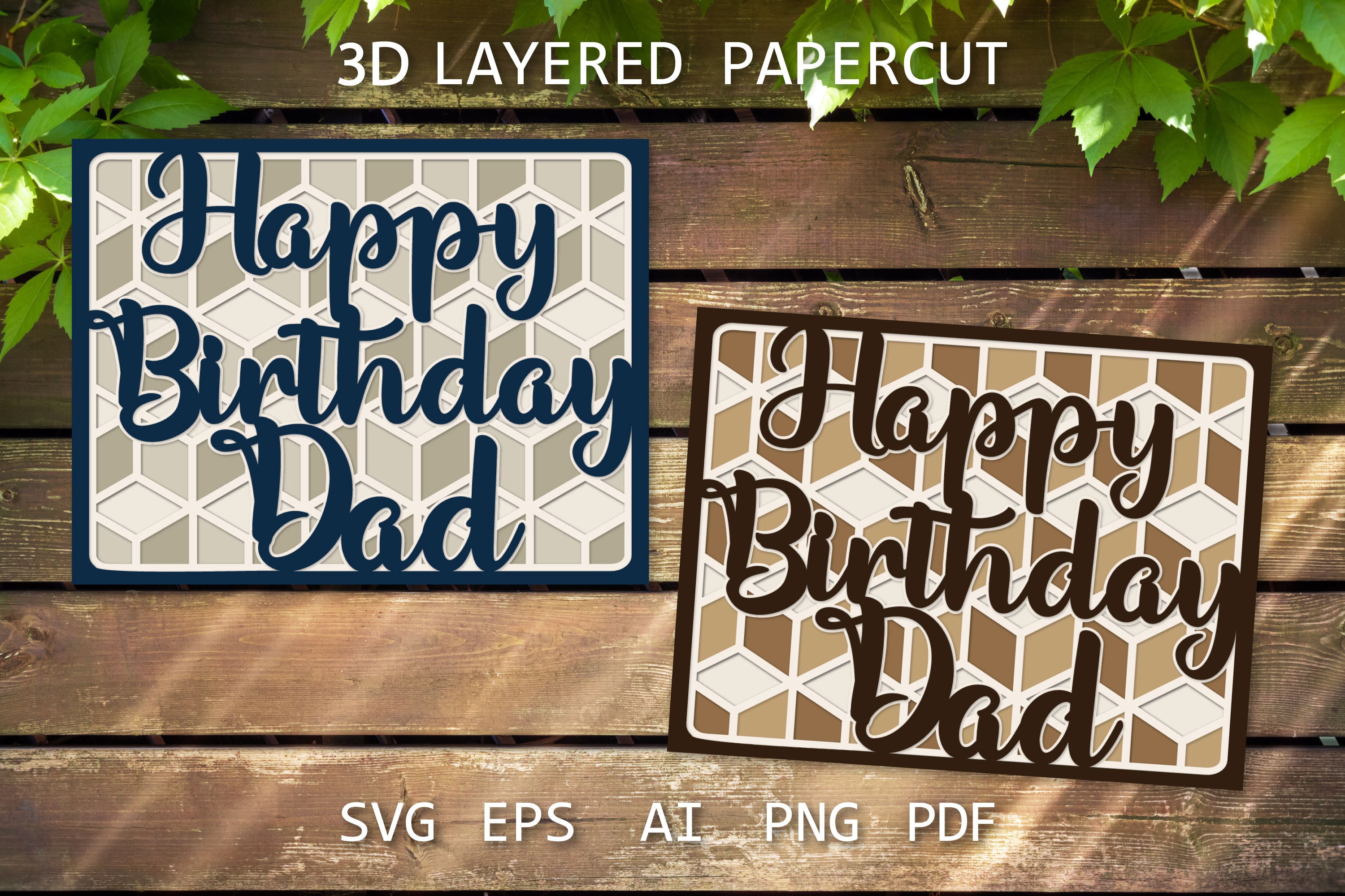 Happy Birthday Dad Card Layered Papercut, Card for Father, Birthday ...