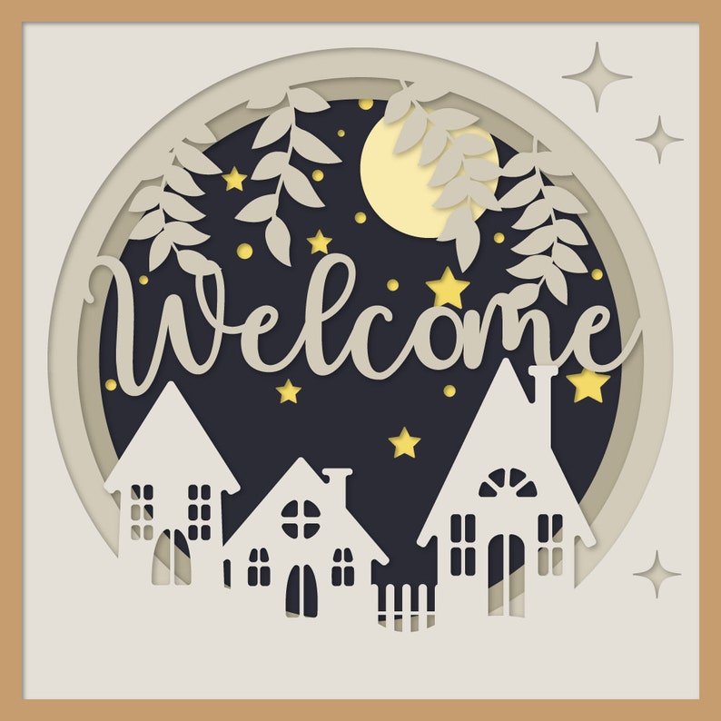 Welcome Card Design, 3D Layered Paper Cut Welcome Card SVG, Paper ...