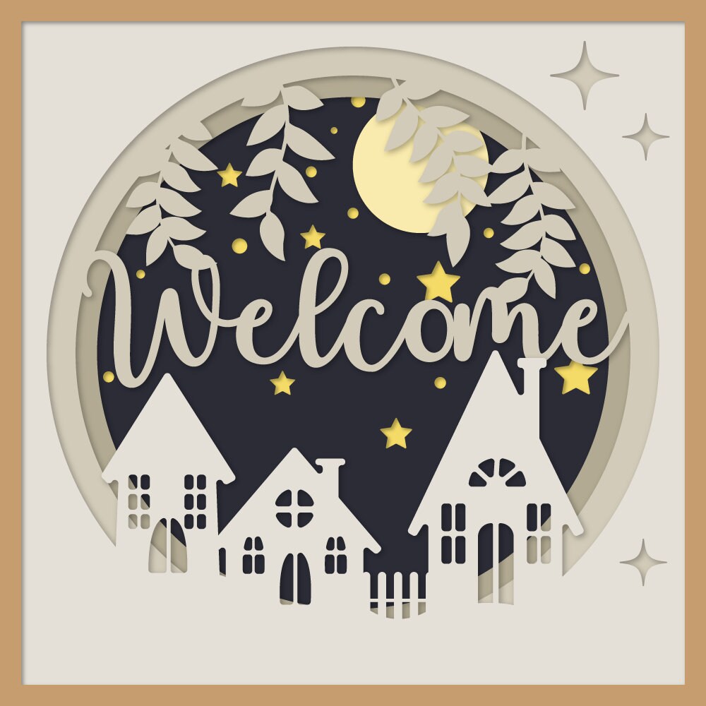 Welcome Card Design, 3D Layered Paper Cut Welcome Card SVG, Paper ...