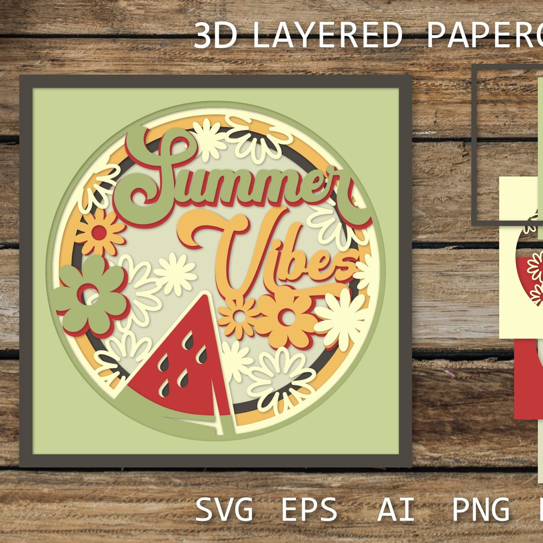 Summer Vibes SVG Layered Paper Cut, Retro 3D Summer Shadow Box - Etsy