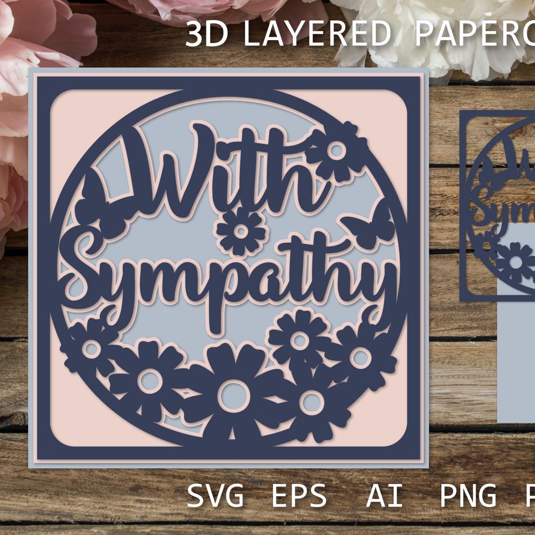 With Sympathy Card SVG | Floral Sympathy Card Cut File | Condolence ...