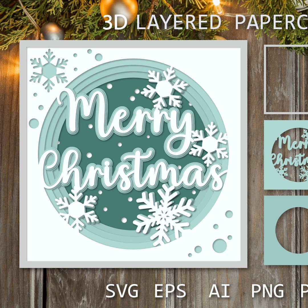 Christmas SVG Layered Card, Christmas Card SVG, Paper Cut 3D, Paper Cut ...