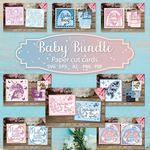 Baby Bundle of Paper Cut Cards, Newborn Baby Girl or Boy, Shadow Box 3D ...