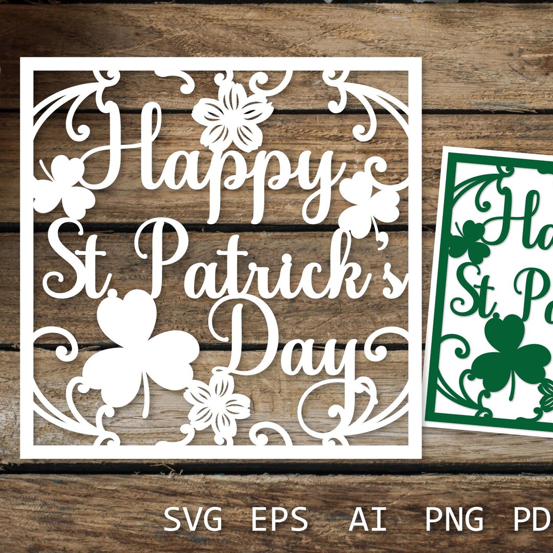 Happy St Patrick's Day Papercut Card, Card With Shamrock, Paper Cut ...