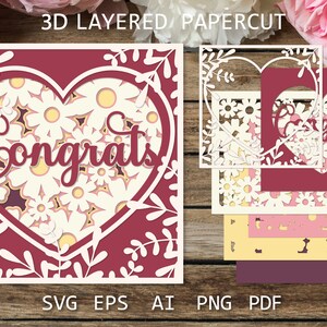 Congrats Layered Papercut SVG, Birthday Card, Wedding Card ...