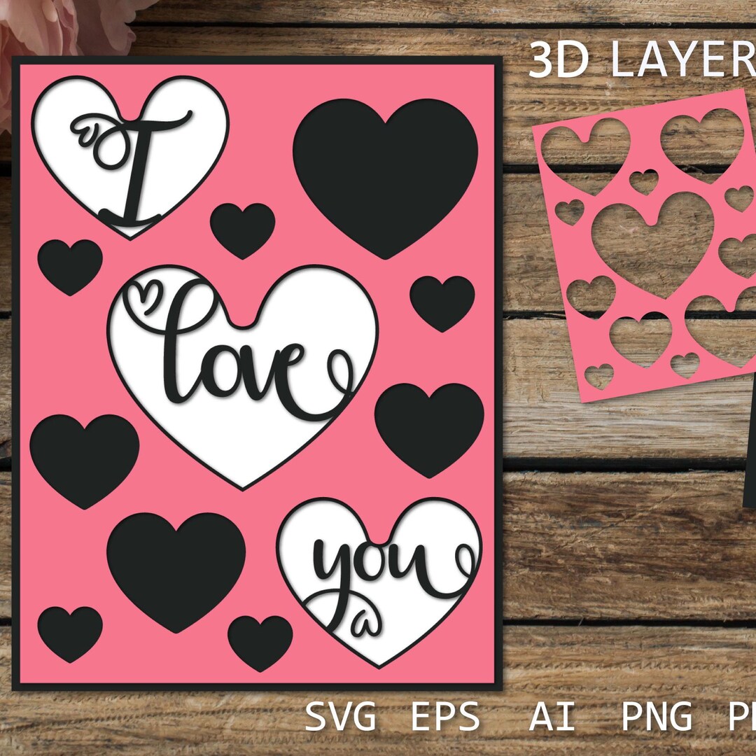 I Love You Card SVG: Romantic Paper Cut Template (digital Download) - Etsy