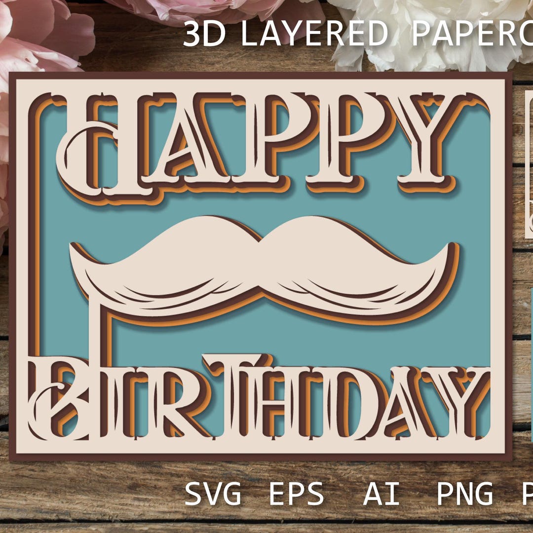 Layered Card for Men SVG | 3D Papercut Design | DIY Masculine Greeting ...