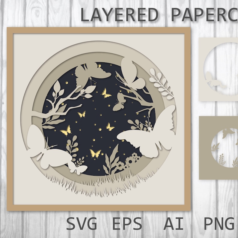 Layered Papercut 3D Butterfly SVG, Paper Cutting Shadow Box ...
