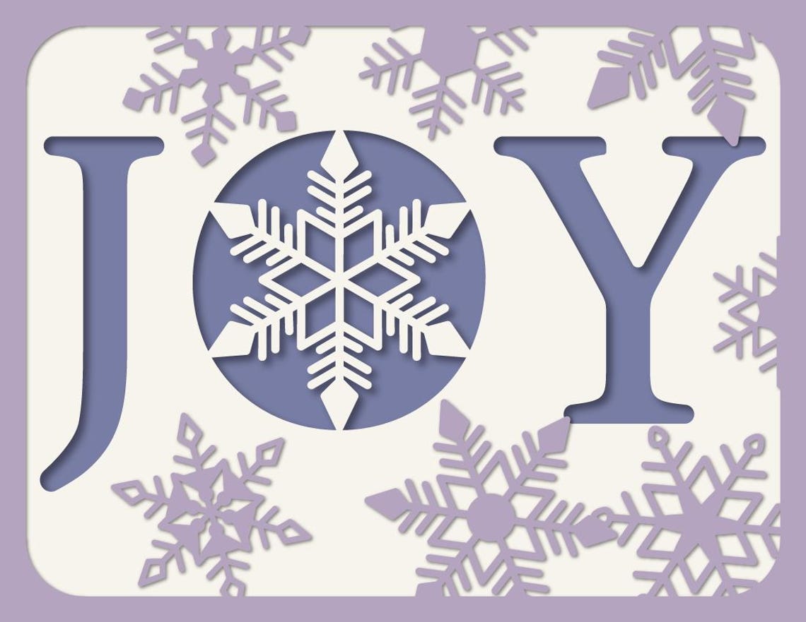 JOY Card | Christmas Layered Papercut Card SVG Template, Joy 3D, Paper ...