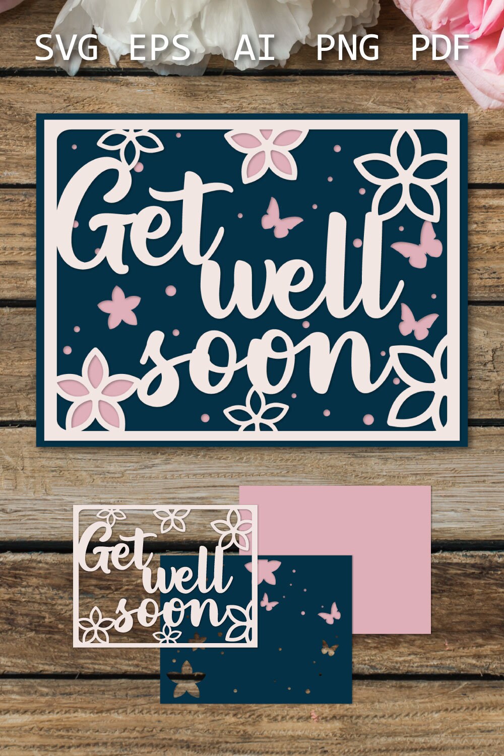 Get Well Soon Card, Layered Paper Cutting Template SVG, Layered Paper ...