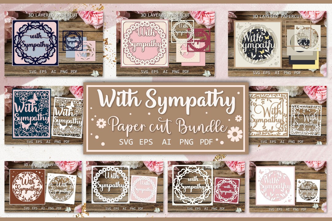 Sympathy Card Bundle SVG | Layered 3D Papercut Templates | DIY ...
