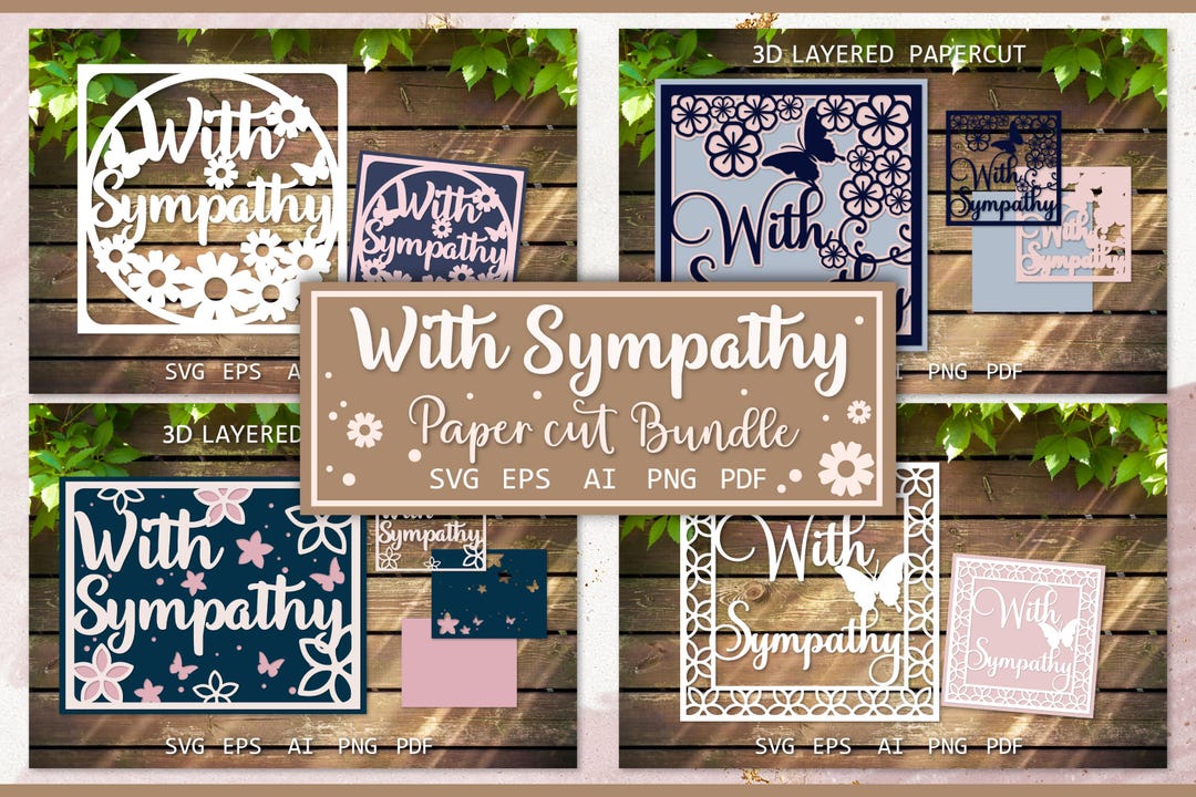 Sympathy Card Bundle SVG | 3D Papercut Condolence Card Set | DIY ...
