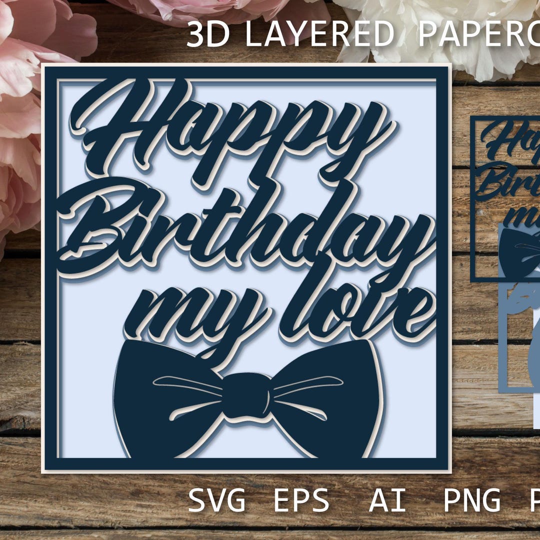 Layered Card for Men SVG | 3D Papercut Design | DIY Masculine Greeting ...