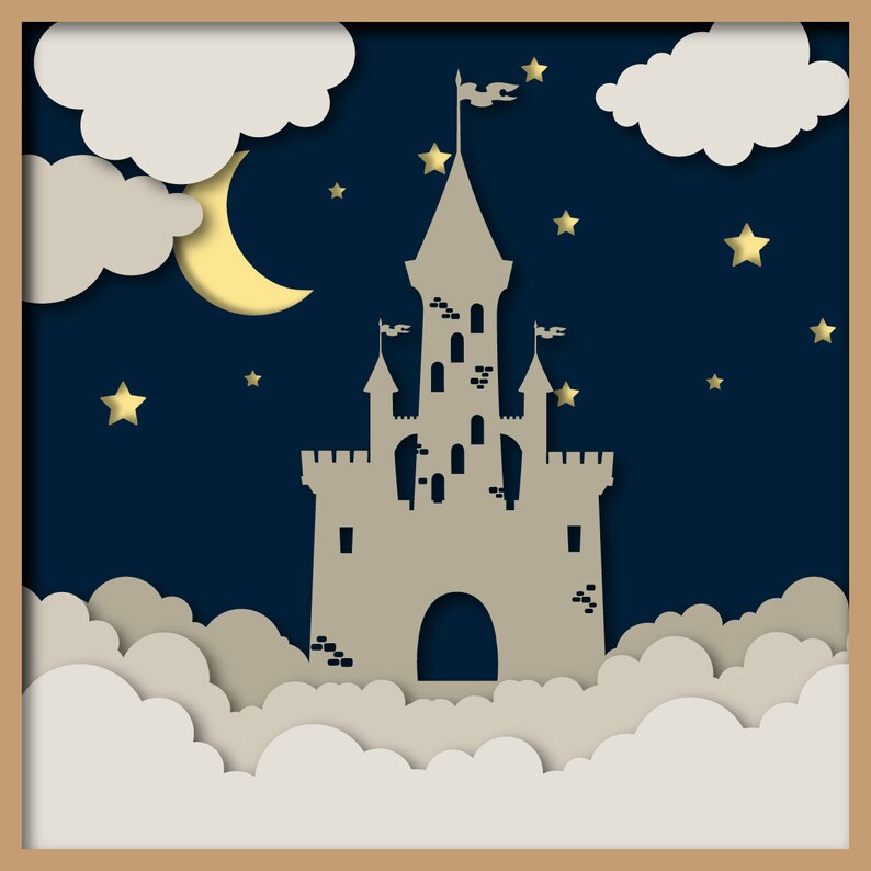 Shadow Box, Paper Cut Layered Papercut 3D Castle SVG, Paper Cutting ...