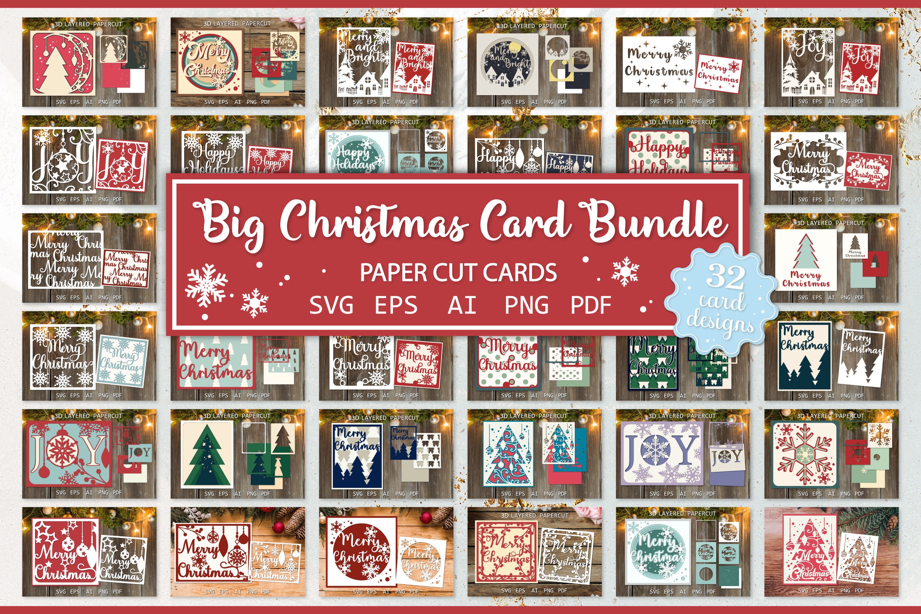 Big Christmas Cards Bundle SVG | Christmas Cards, Paper Cutting ...