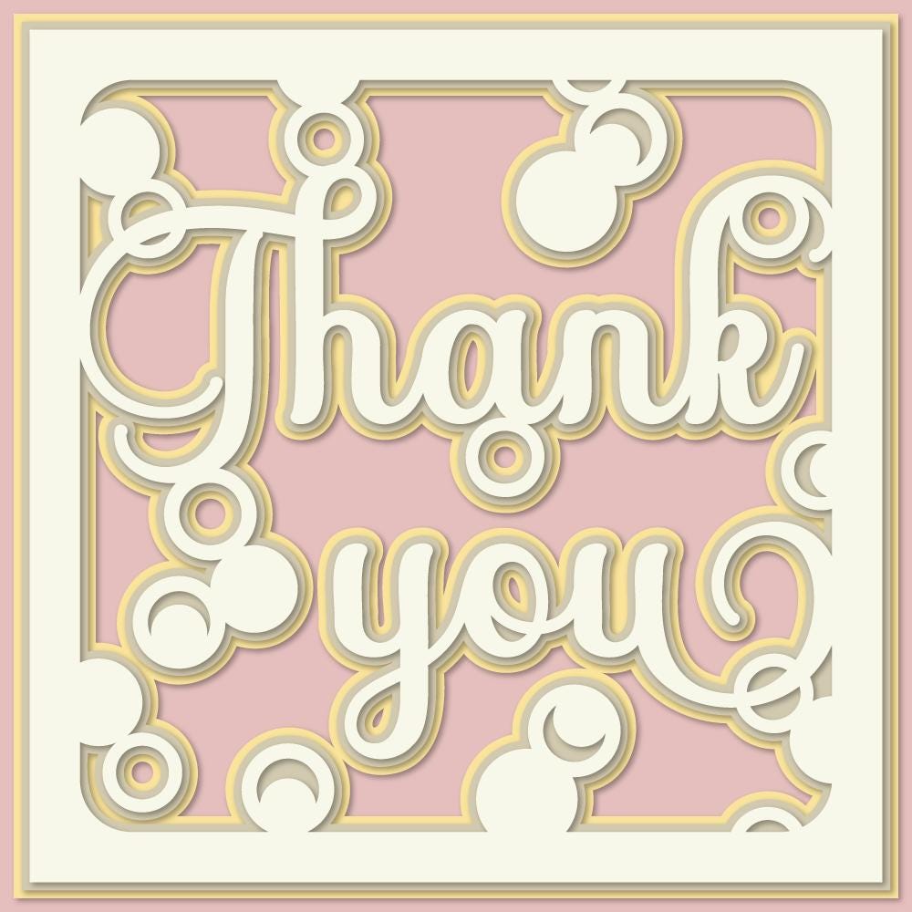 Thank You Card Design, 3D Thank You Layered Papercut Card, 3d Paper ...