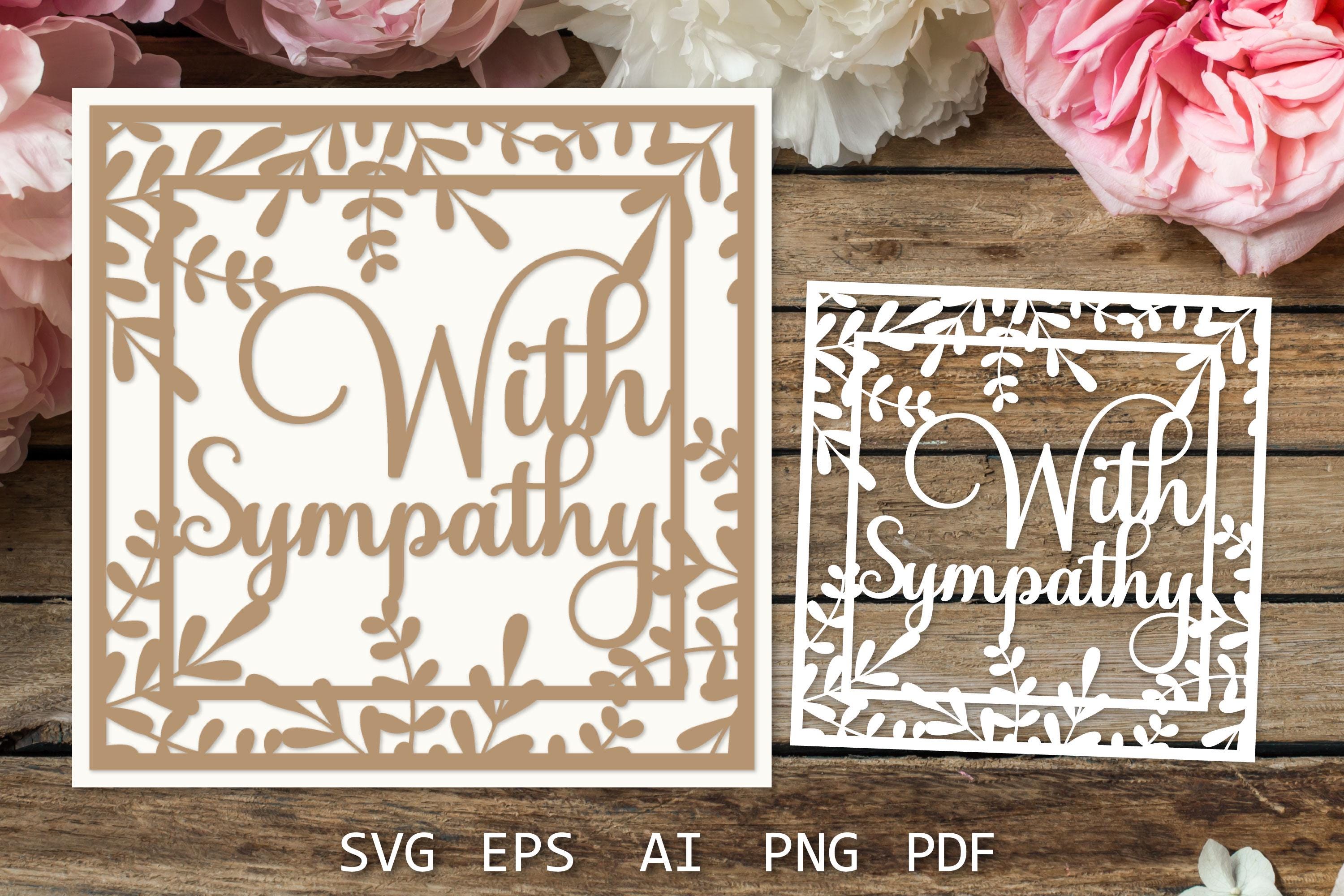 With Sympathy Card SVG, Paper Cutting Template, Paper Cut Card - Etsy