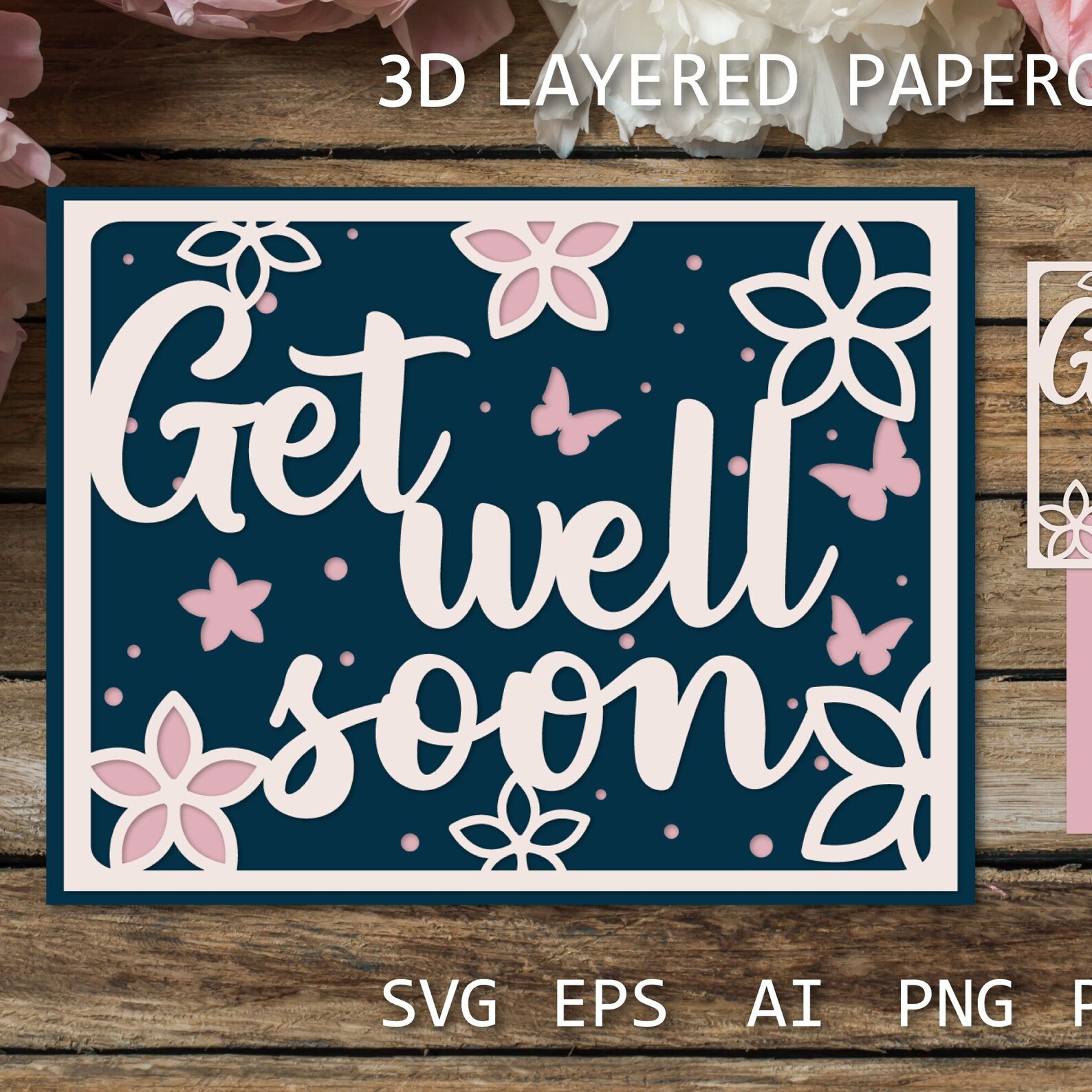 Get Well Soon Card, Layered Paper Cutting Template SVG, Layered Paper ...