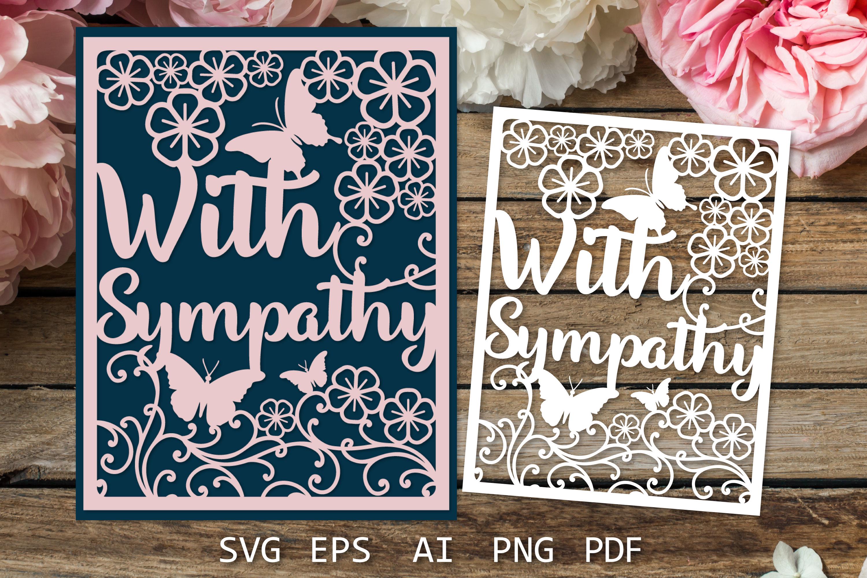 With Sympathy Card SVG With Flowers, Paper Cutting Template - Etsy
