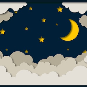 Paper Cut Layered Papercut 3D Night Sky, Paper Cutting Template, Shadow ...