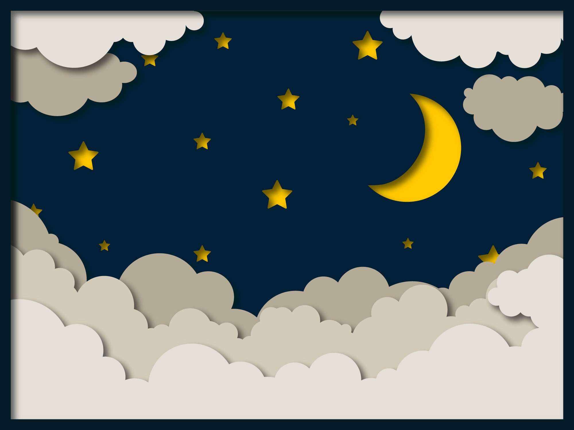 Paper Cut Layered Papercut 3D Night Sky, Paper Cutting Template, Shadow ...