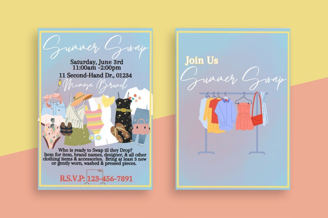 Canva Customizable Summer Swap Invite - Etsy
